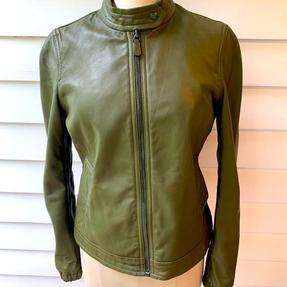 Jackets & Coats | Sheepskin Leather Buttersoft Olivecolored Bomber ...
